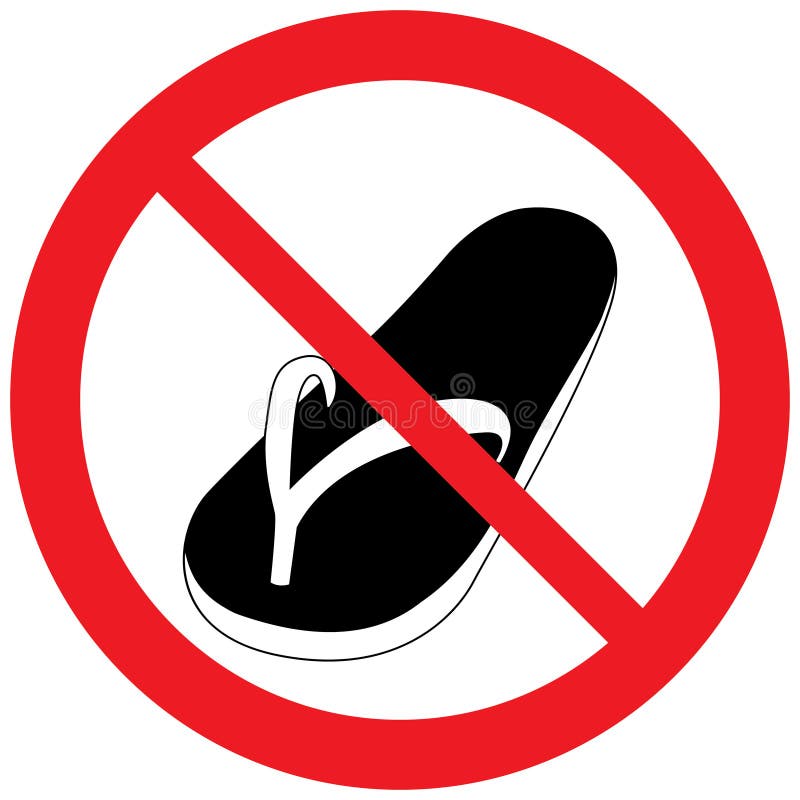 Chanclas No Permitidas Signo Prohibido Ilustración del Vector ... Chanclas No Permitidas Signo Prohibido Ilustración del Vector ...