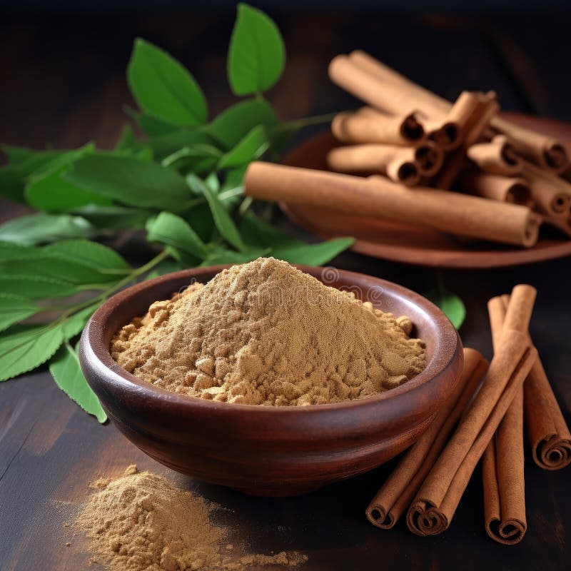 Chandan Powder with Sticks and Green Leaves Generative AI Stock Photo ...