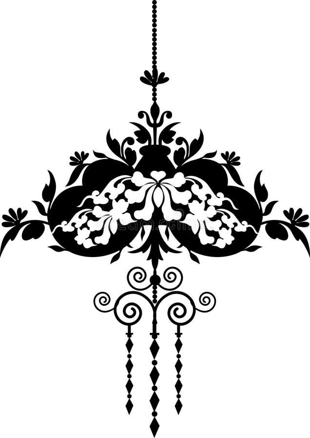 Baroque Chandelier Silhouette Stock Vector - Illustration of baroque ...