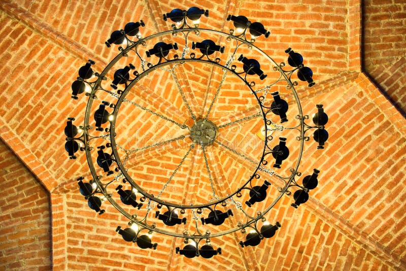 Chandelier on Brick Ceiling in Castle Stock Photo - Image of ceiling ...