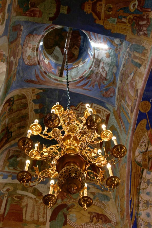 Chandelier and Frescoes Inside the Transfiguration Cathedral of the ...