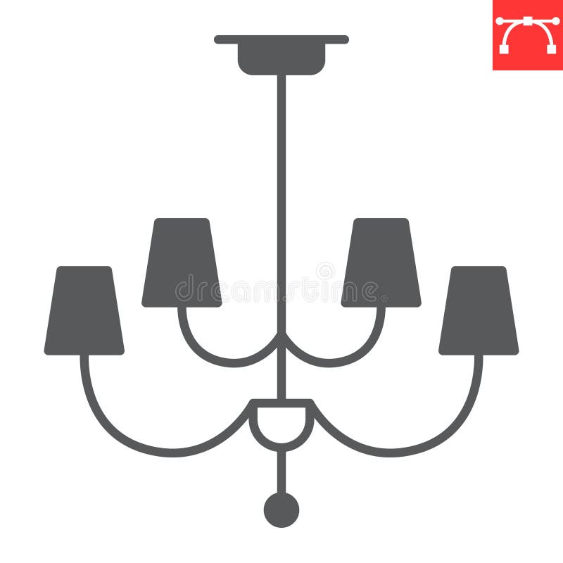 Chandelier glyph icon stock vector. Illustration of furniture - 325135451