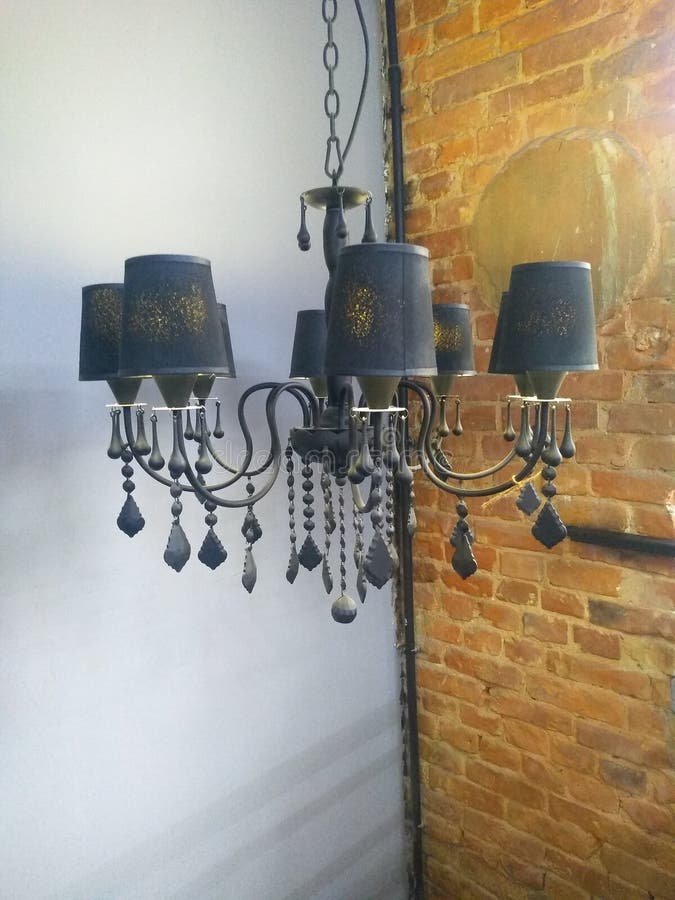 Luster Chandelier with a Bulb Turned on Stock Photo - Image of floral ...