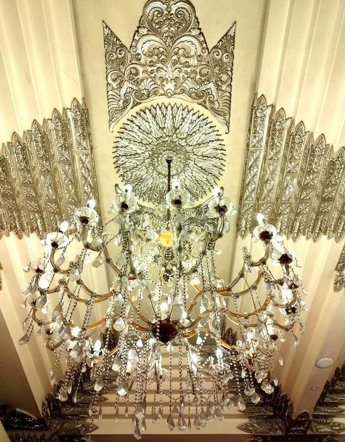 Chandelier with Traditional Javanese Wood Carving. Stock Image - Image ...