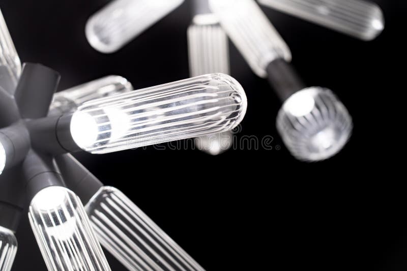 Chandeliers, Ceiling Lights on a Black Background Stock Image - Image ...