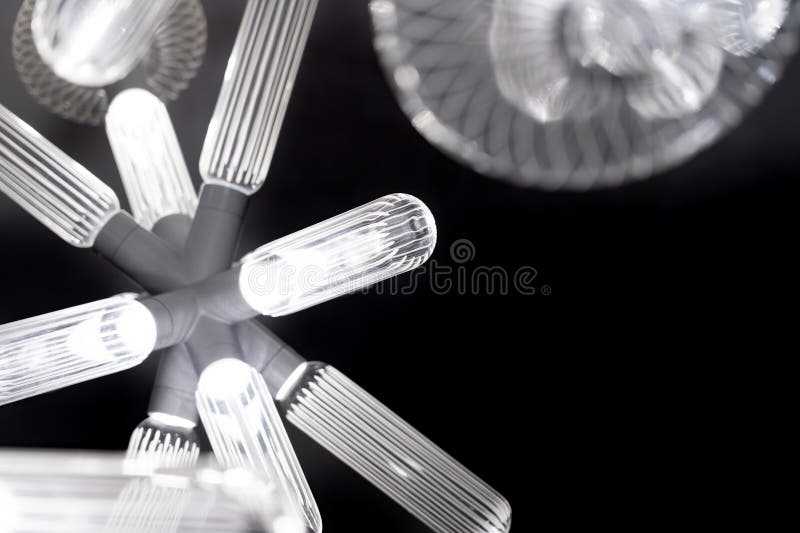 Chandeliers, Ceiling Lights on a Black Background Stock Photo - Image ...
