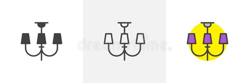 Chandeliers Lights Different Style Icon Stock Vector - Illustration of ...
