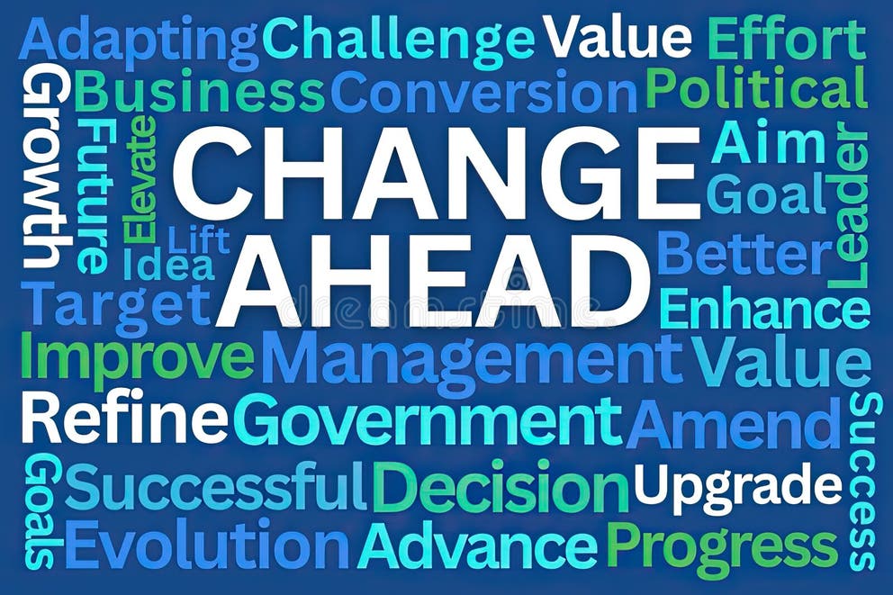 Change Ahead Word Cloud on Blue Background Stock Illustration - Illustration of banner, change ...