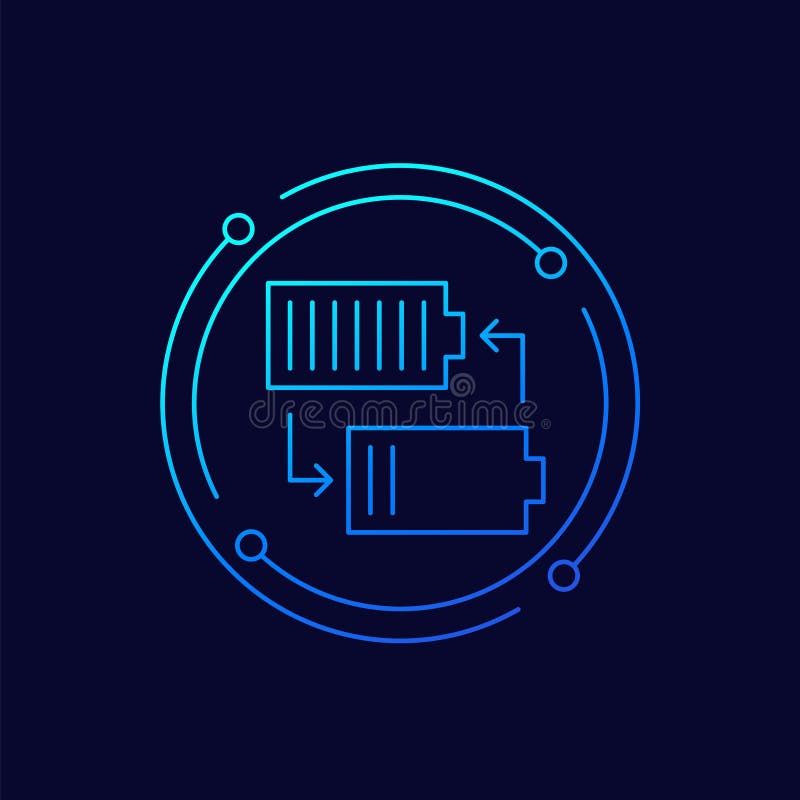 Replace Battery Icon on Dark Stock Vector - Illustration of battery ...