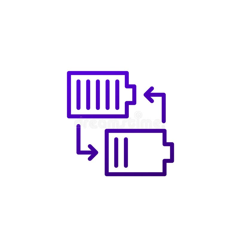 Change Battery Line Icon on White Stock Illustration - Illustration of ...