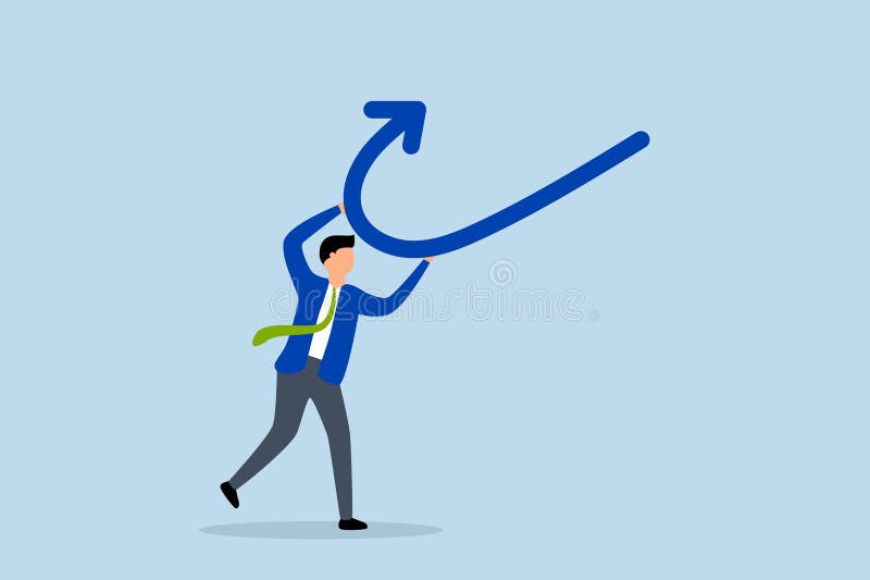 Change, Businessman Push Going Down Arrow Change To Up Direction Stock ...