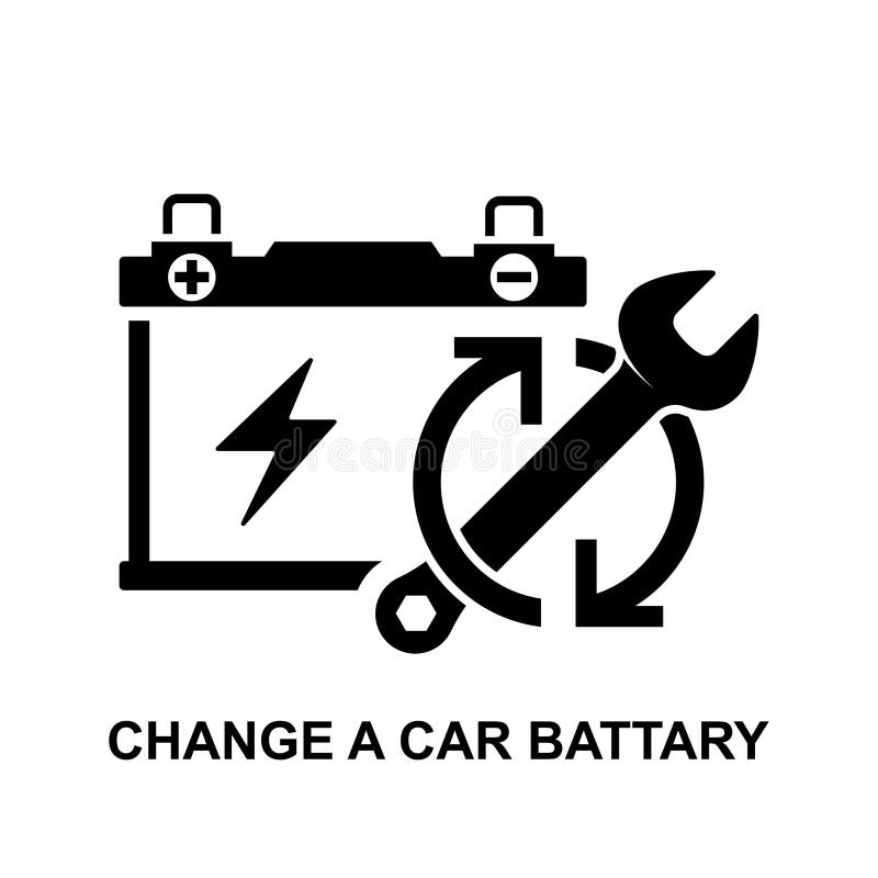 Change a Car Battery Icon Isolated on Background Stock Vector ...