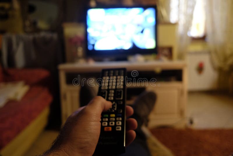 Change Channel with Remote Control Stock Photo - Image of hand, indoor ...