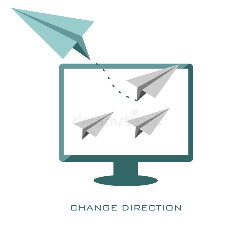Change Direction - Business Concept Vector Illustration. Airplane ...