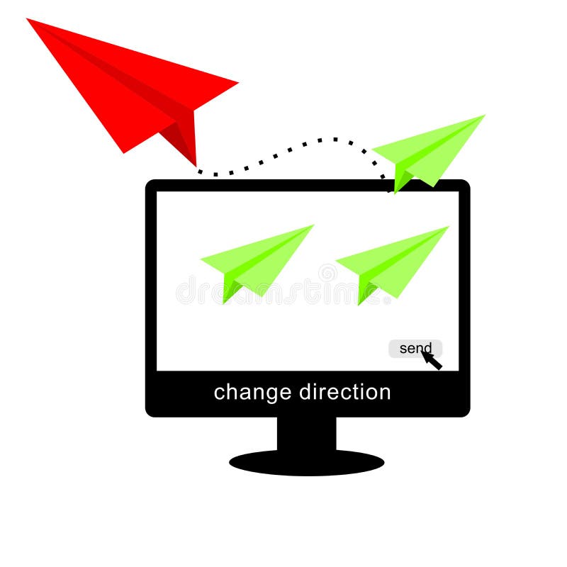 Change Direction - Business Concept Vector Illustration. Airplane ...