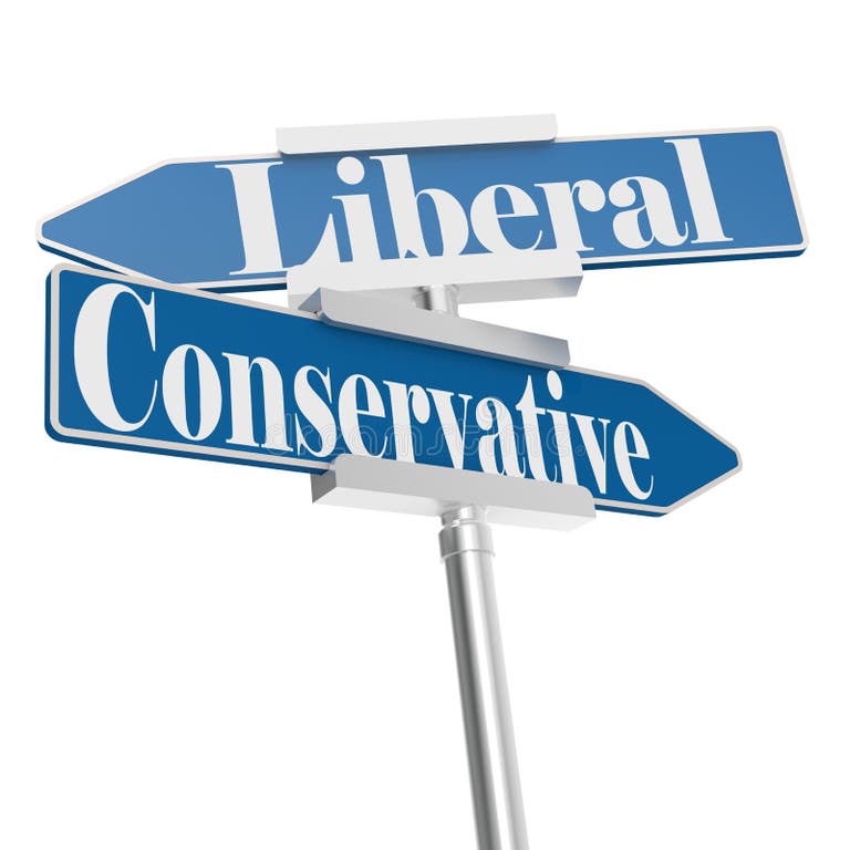 Change Directions with Conservative and Liberal Signs Stock ...
