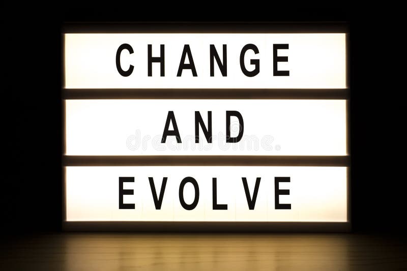Change and Evolve Light Box Sign Board Stock Image - Image of marketing ...