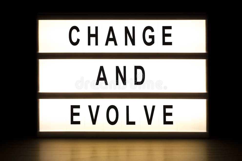 Change and Evolve Light Box Sign Board Stock Image - Image of marketing ...