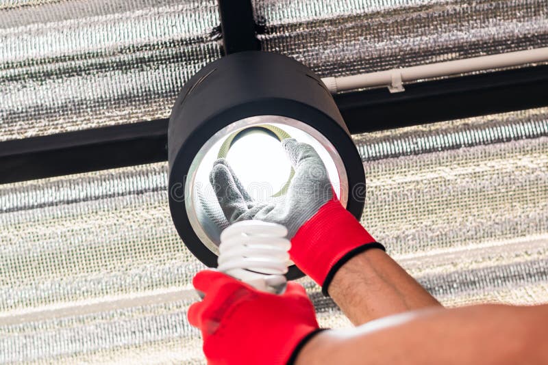Change the Fluorescent Lamp To the LED Bulb Stock Photo - Image of ...