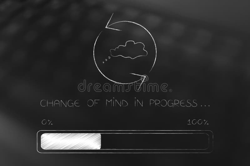 Change of Mind Thought Bubble with Spinning Arrows and Progress Stock ...