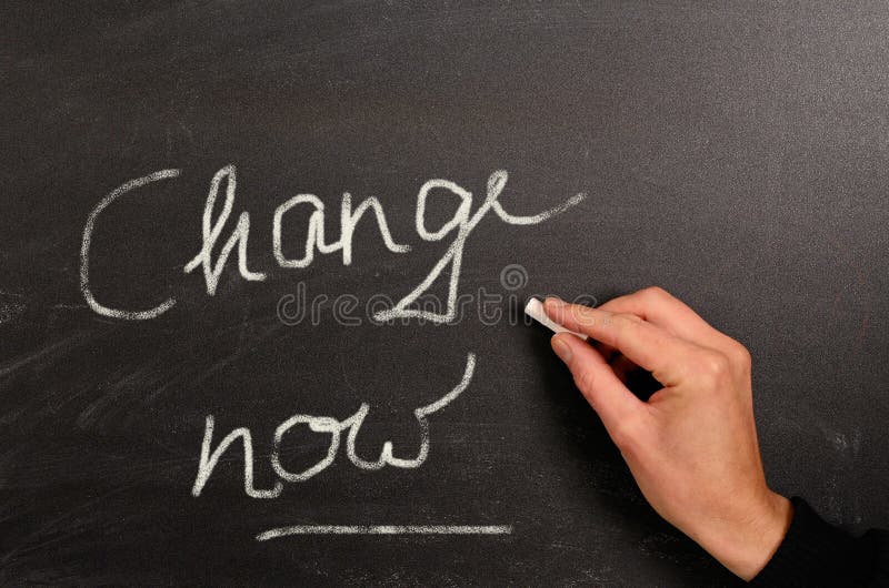 Change now stock photo. Image of writing, blackboard - 45646156