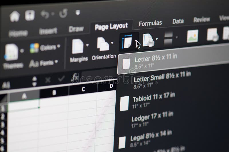 Change Page Layout Microsoft Office Excel Software Editorial Stock ...
