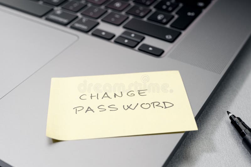 Change Password Message on Sticky Note on Laptop Stock Image - Image of ...