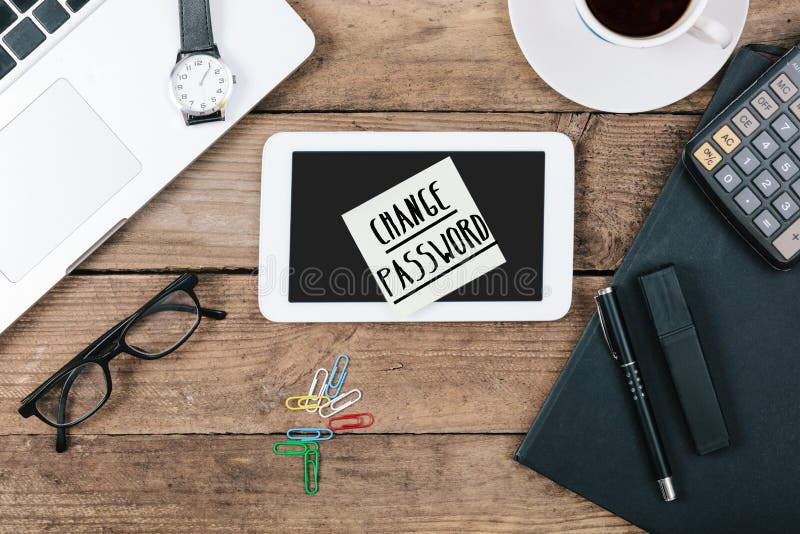 Change Password Text on Note on Office Desk Stock Image - Image of high ...