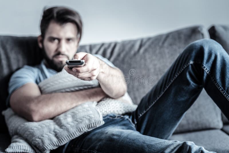 Focused Photo on Male Hand that Pressing Button Stock Image - Image of ...