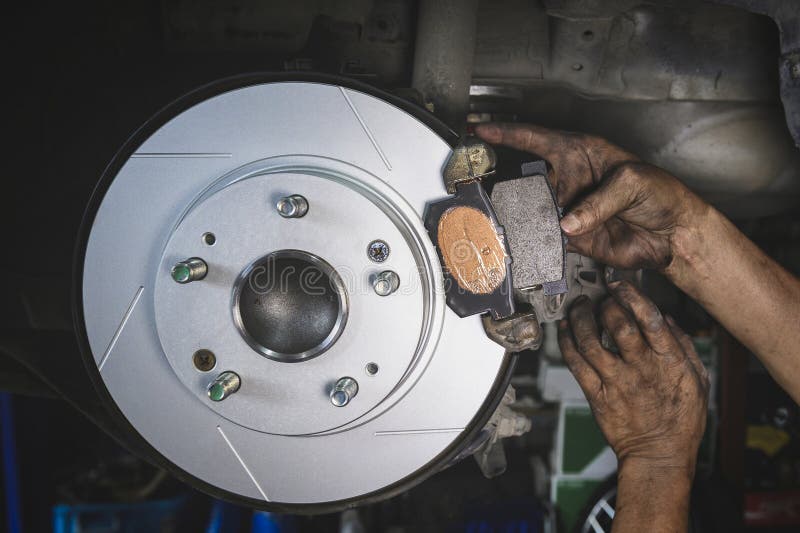 Car Rear Brake Pads Service. Stock Image - Image of performance, race ...