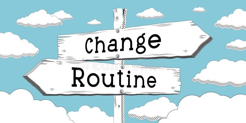 Change and Routine - Outline Signpost with Two Arrows Stock ... Change and Routine - Outline Signpost with Two Arrows Stock ...