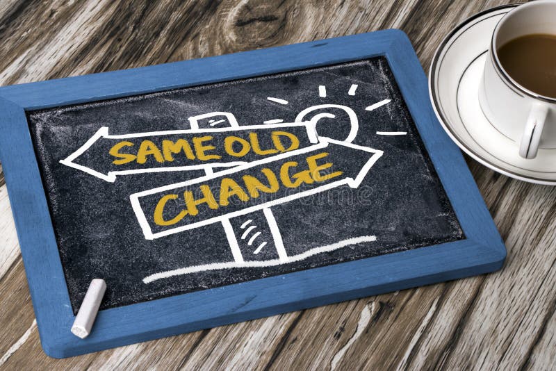 Change or Same Old Choice on Signpost Hand Drawing on Blackboard Stock ...