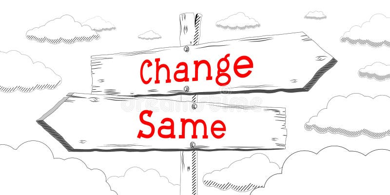 Change, Same - Outline Signpost with Two Arrows Stock Illustration ... Change, Same - Outline Signpost with Two Arrows Stock Illustration ...