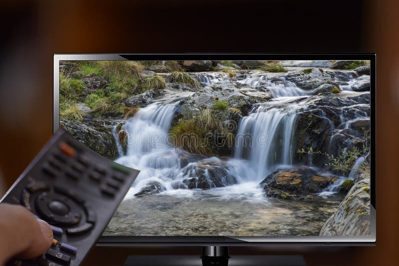 Change TV Channel With Remote Control Stock Photo - Image of device ...