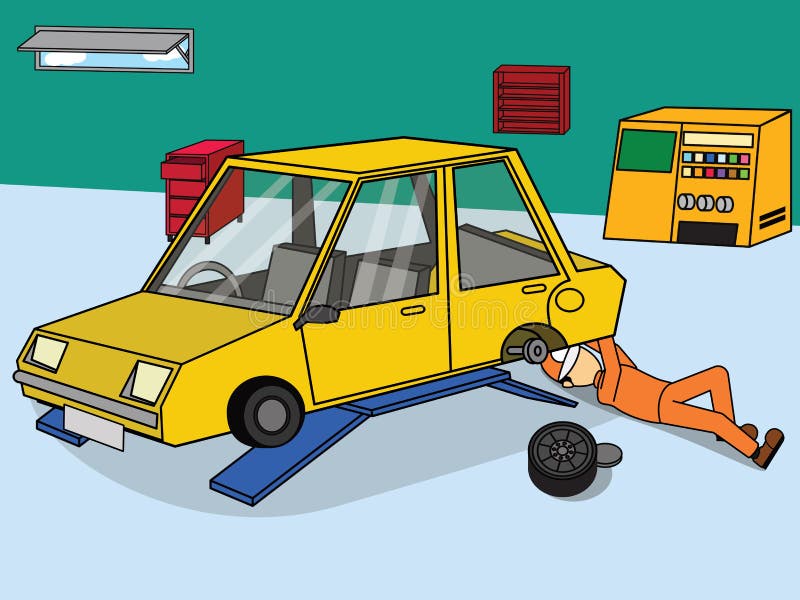 Change Wheel and Repair Car. Stock Vector - Illustration of auto, jack ...