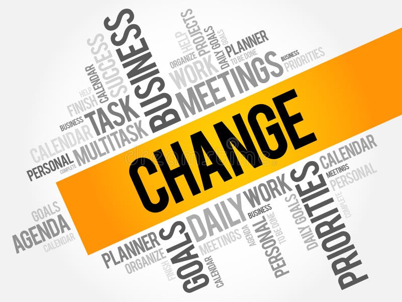 Change word cloud collage stock illustration. Illustration of improve ...