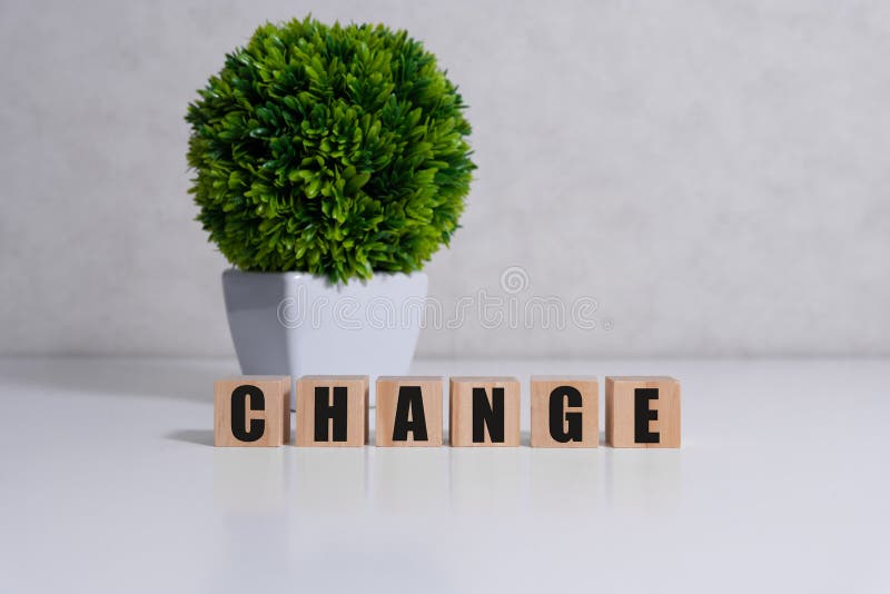 CHANGE Word Made with Building Blocks on Table Stock Image - Image of ...