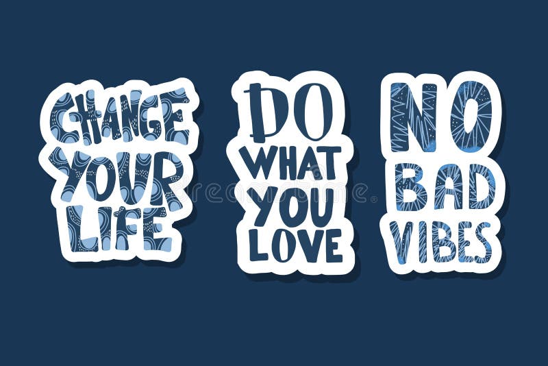 Set Of Sticker Quotes Vector Text Illustration Stock Vector