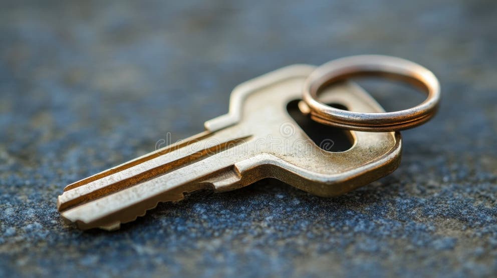 Change Your Password Day Golden Key with Ring on Grey Background ...