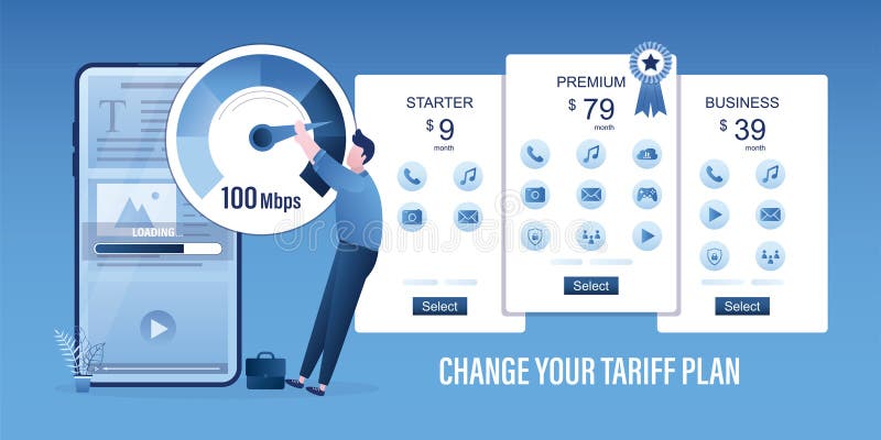 Change Your Tariff Plan, Horizontal Banner Template. Smartphone with ...