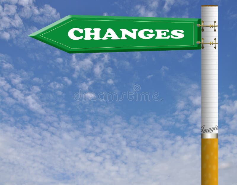 Changes Road Sign Against Sky and Clouds Stock Illustration ...