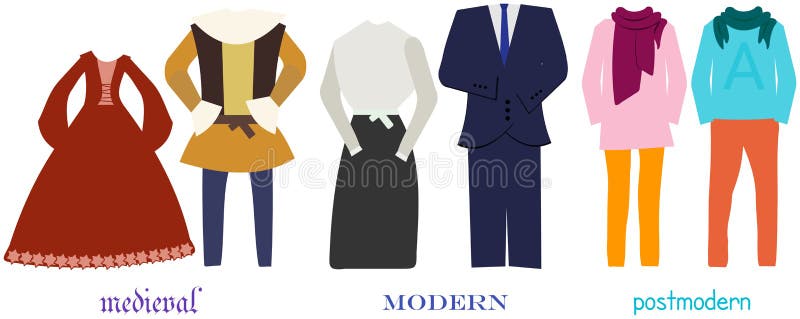 Changes of Clothing from Medieval To Postmodern Stock Vector ...