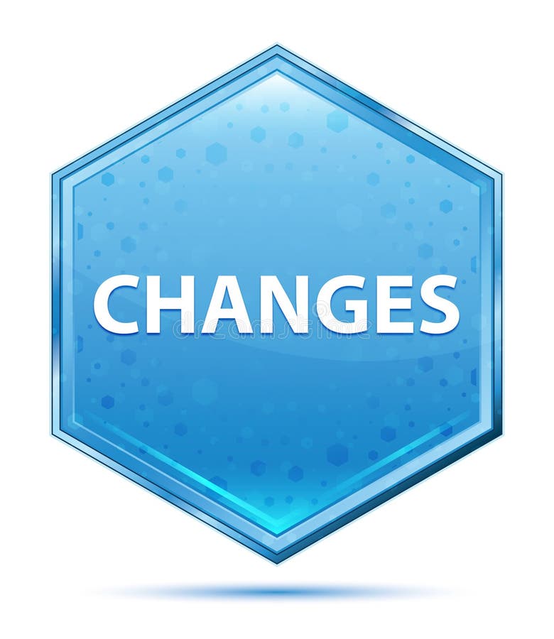 Changes Crystal Blue Hexagon Button Stock Illustration - Illustration ...
