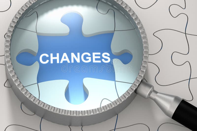 Changes Word on the Puzzle and Under the Magnifying Glass Stock ...