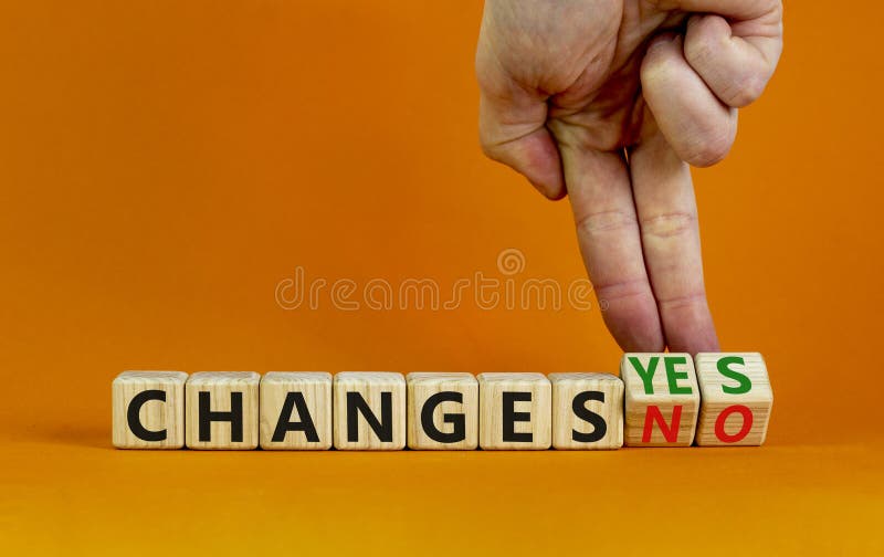 Changes Yes or No Symbol. Businessman Turns Wooden Cubes and Changs ...