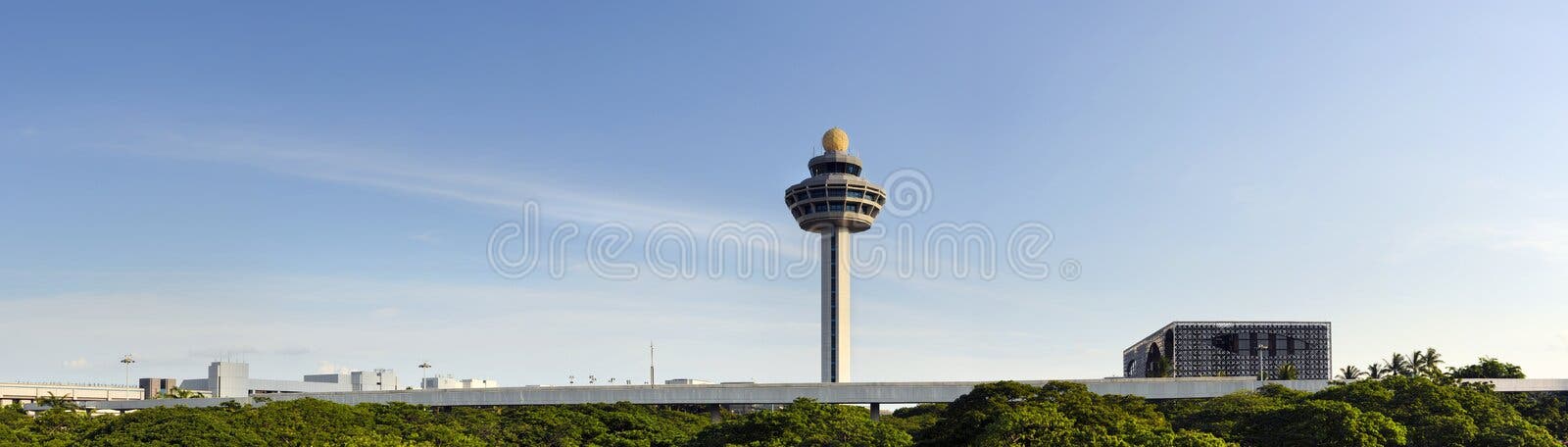 Singapore Changi Airport Control Tower at Night Stock Image - Image of ...
