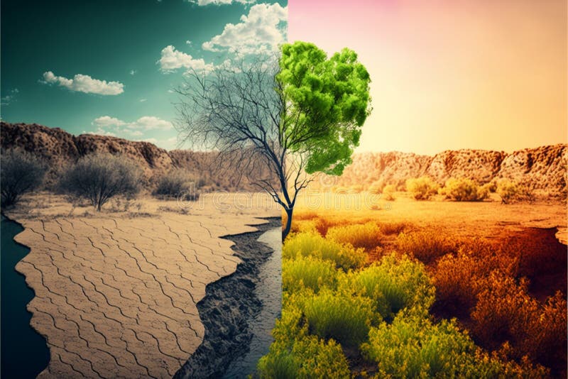 Changing Climate Landscape Created with Ai Generative Technology Stock ...