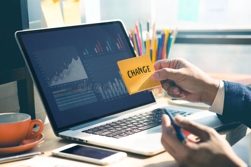 Changing Concepts with Person Writing Change Message on Notepaper Stock ...