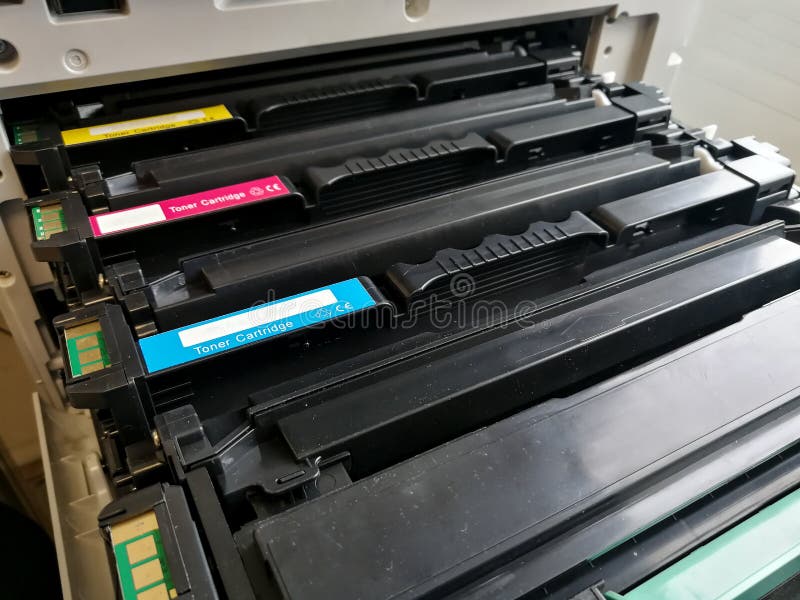Changing Copy Machine Color Toner Cartridges Stock Image - Image of ...