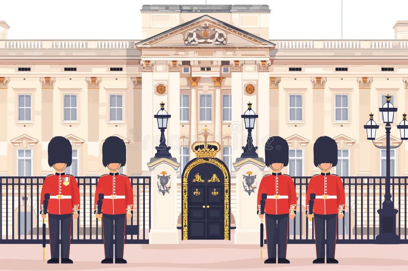 Changing of the Guard at Buckingham Palace Isolated Illustration Stock ...